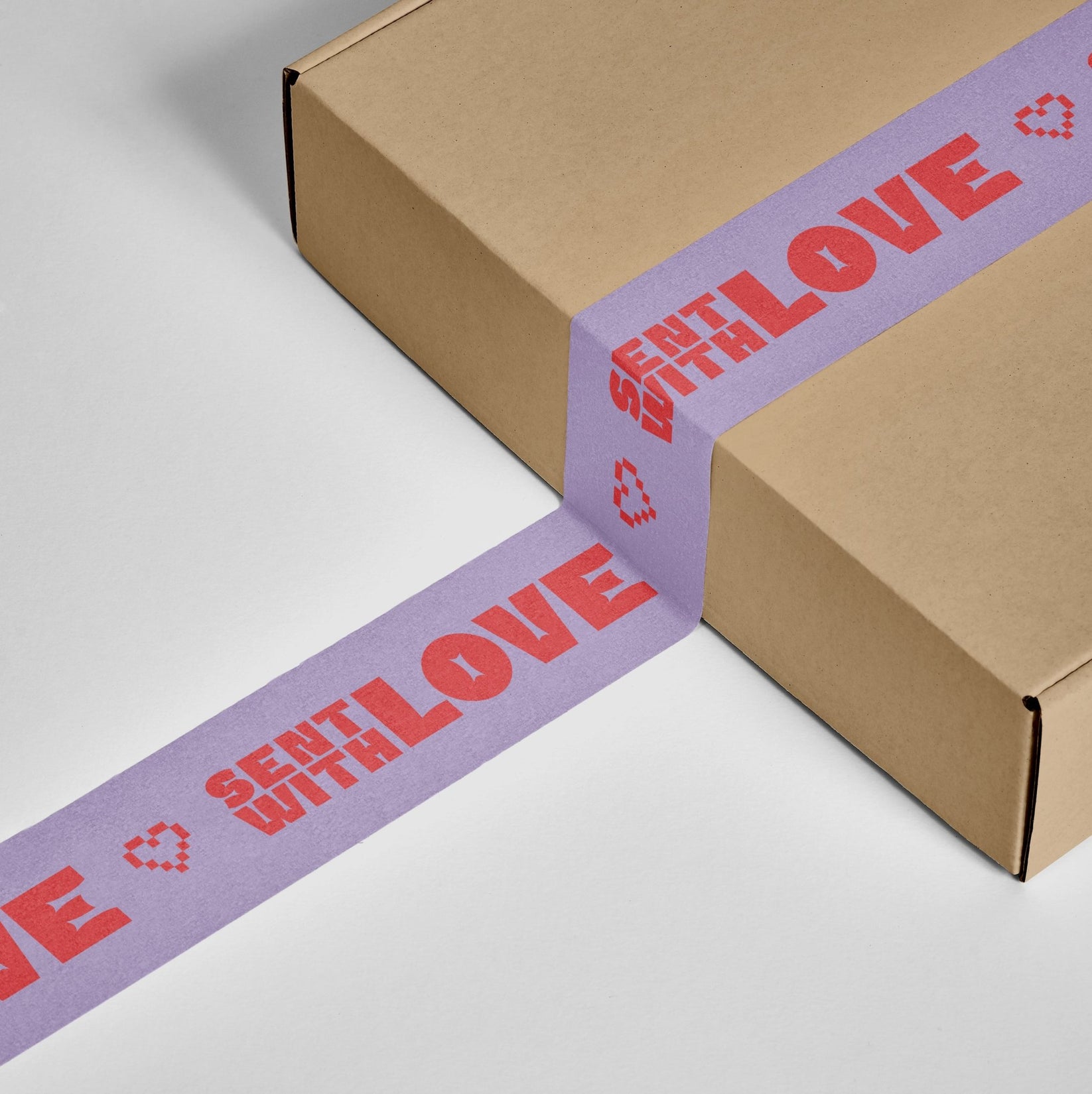 Sent with Love Purple and Red Printed Shipping Tape by Shippy Tape